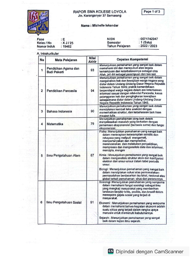 Rapot Kelas X SMT 1 - Compressed | PDF