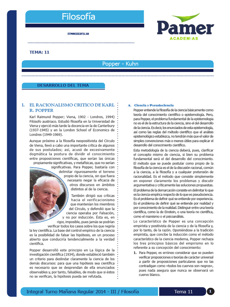 Filosofia 11 Popper-Kuhn | PDF | Karl Popper | Paradigma