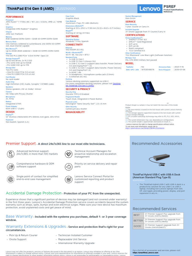 LENOVO THINKPAD AMD7 | PDF | Usb | Laptop