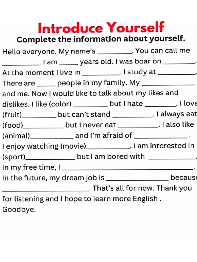 Introduce Your Self Very Easy Way ? | PDF