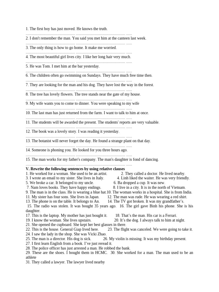Relative Clauses and Sentence Revisions | PDF | Mystery, Thriller ...