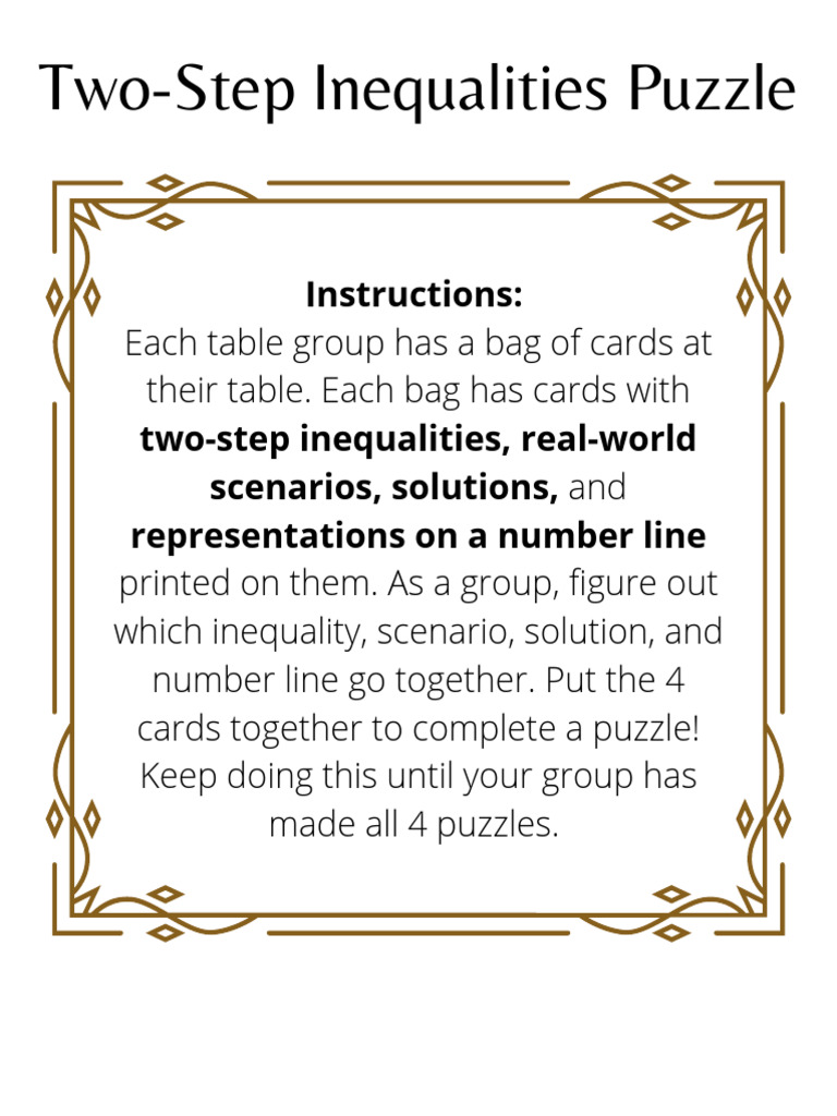 Two-Step Inequalities Puzzle Activity | PDF | Language Arts ...