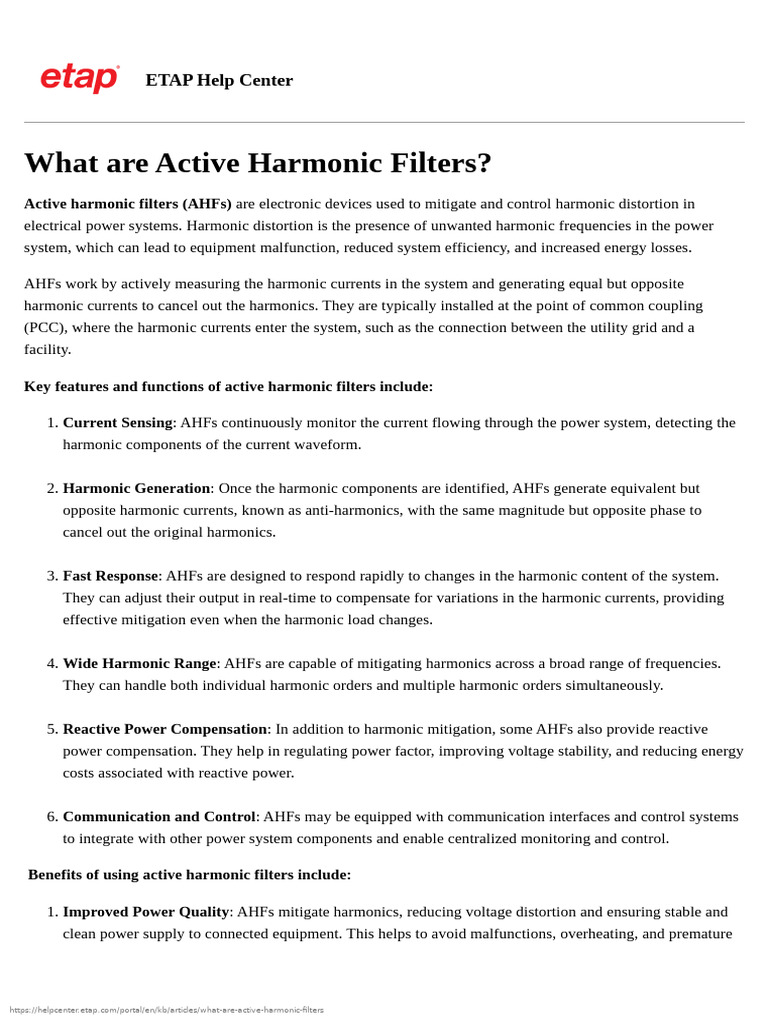 Active Harmonic Filter Overview | PDF | Electrical Engineering ...