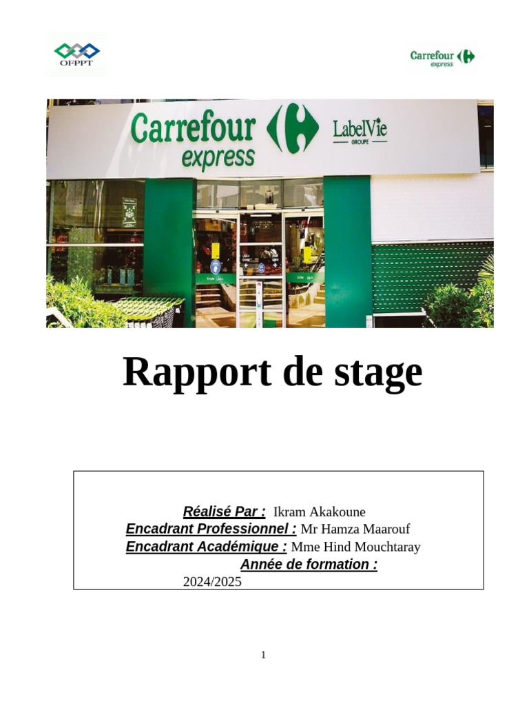 Rapport de Stage Carrefour 001 | PDF | Commerce de détail | Inventaire