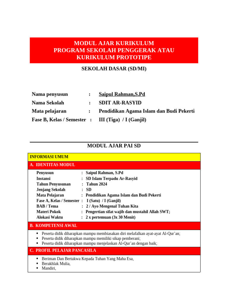 Modul Ajar Kurikulum Program | PDF | Karier & Perkembangan
