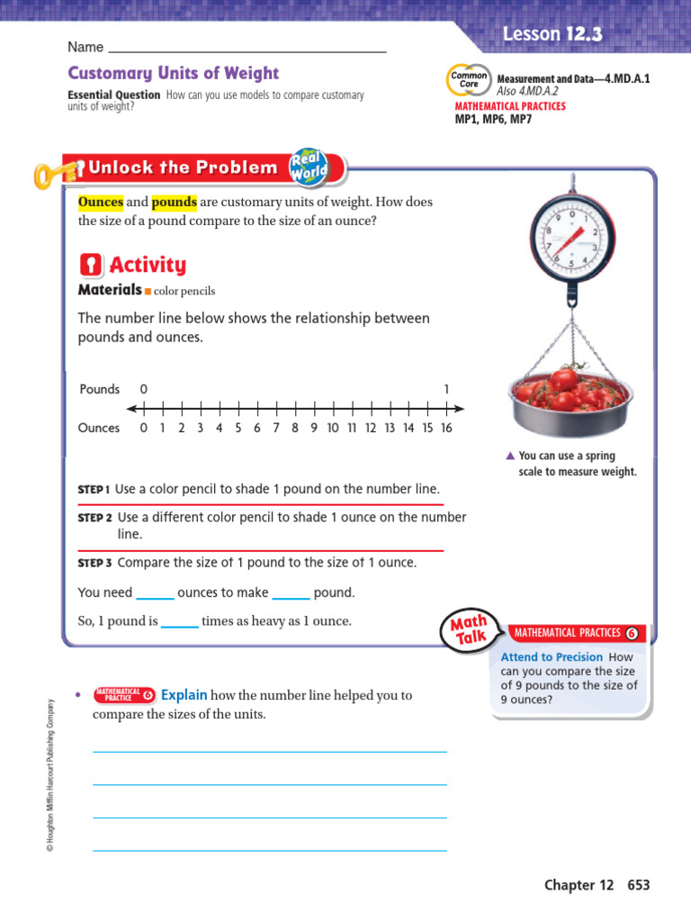 Activity: Customary Units of Weight | PDF | Pound (Mass) | Troy Weight
