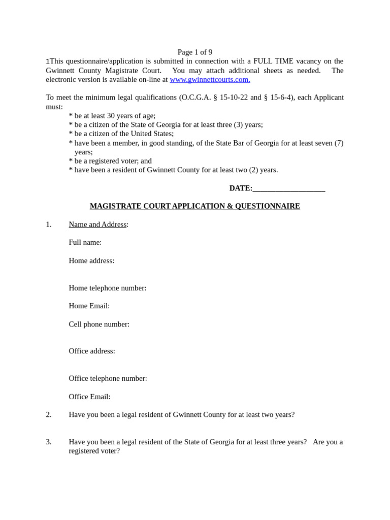 Full Time Magistrate Application 2024 | PDF | Magistrate | Public Law