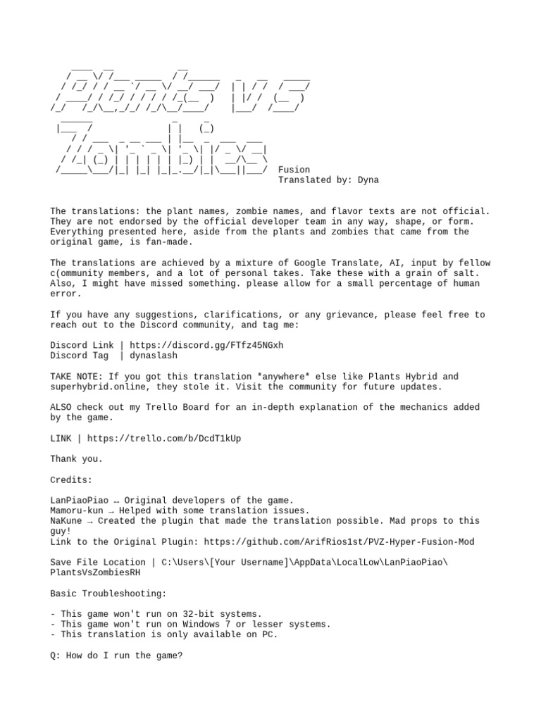 PVZ Hyper Fusion Translation Guide | PDF | Computer Architecture | Operating System Families