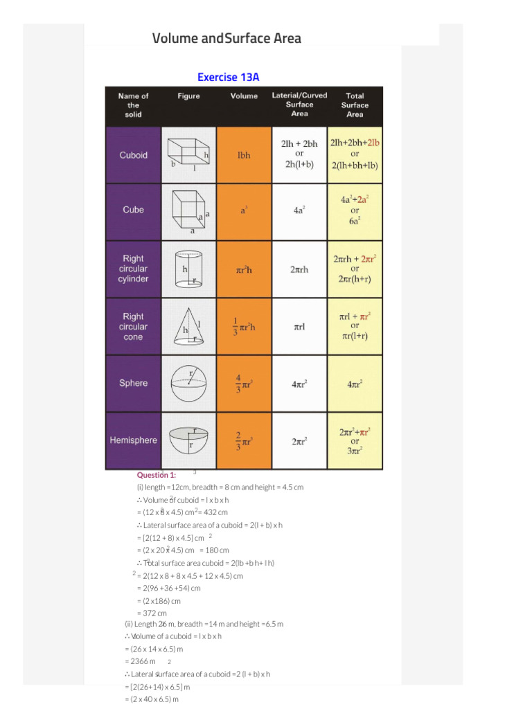 ch13.pdf volume and surface area of solid | PDF | Volume | Length
