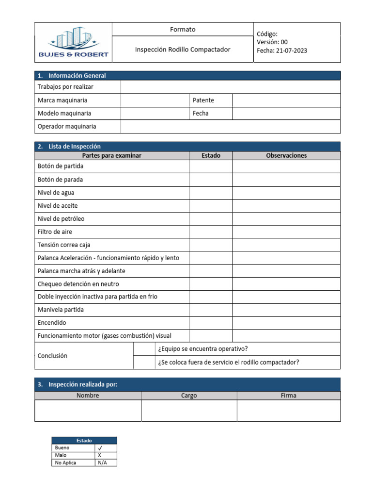 Check List - Rodillo Compactador | PDF | Negocios | Tecnología