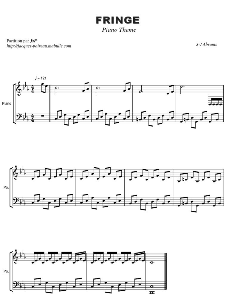Partition Piano Fringe Theme | PDF