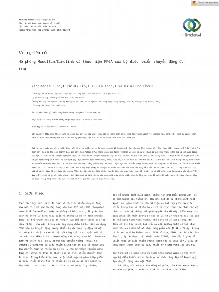 Mathematical Problems in Engineering - 2015 - Kung - ModelSim Simulink ...