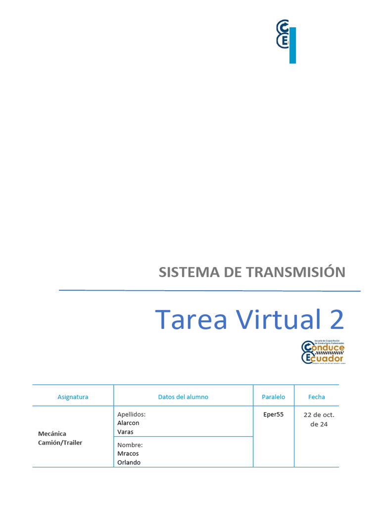 Tarea Virtual # 2 Hecha | PDF | Embrague | Neumático Tarea Virtual # 2 Hecha | PDF | Embrague | Neumático