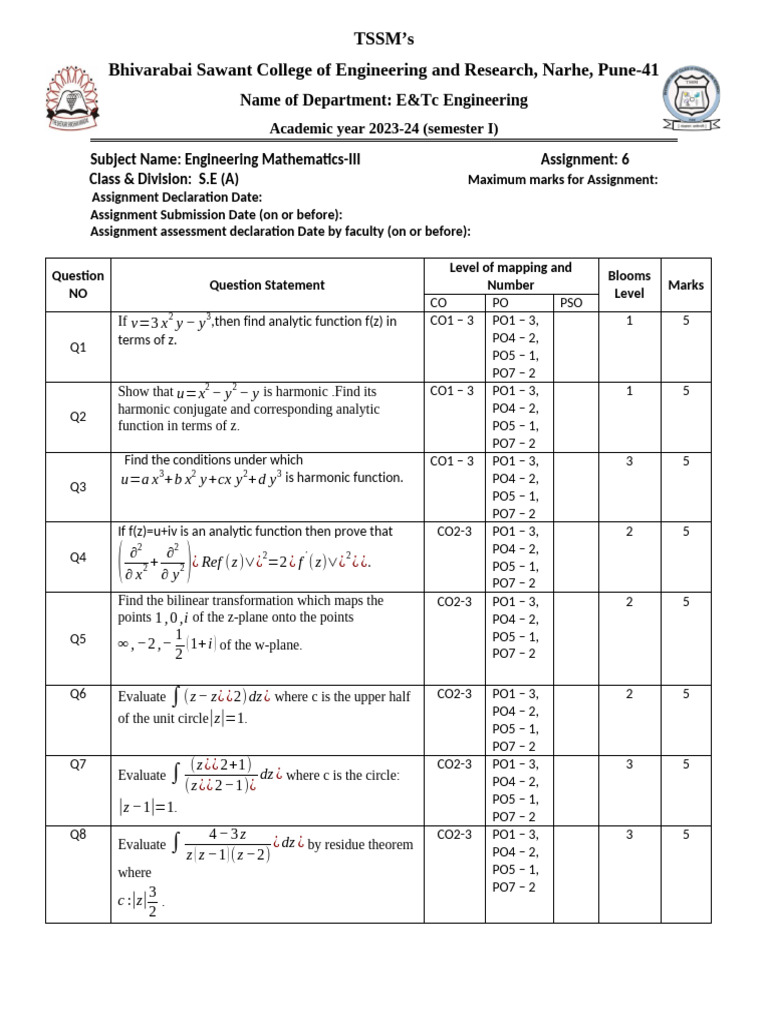 EMIII Unit 6 Assgn - Copy | PDF | Mathematical Analysis | Mathematical Objects