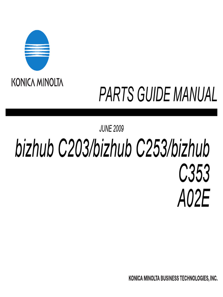 Konica Minolta Parts Manual List BizHub BH C353 C253 C203 | PDF