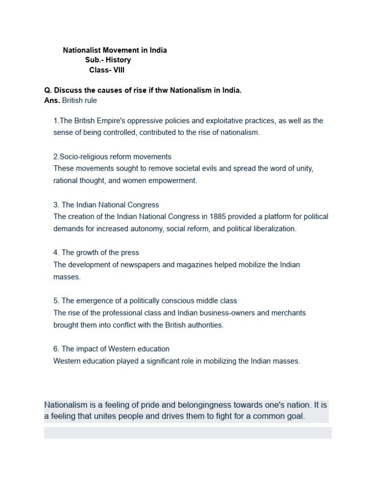 Causes of Indian Nationalism Rise | PDF | British Raj | Nationalism