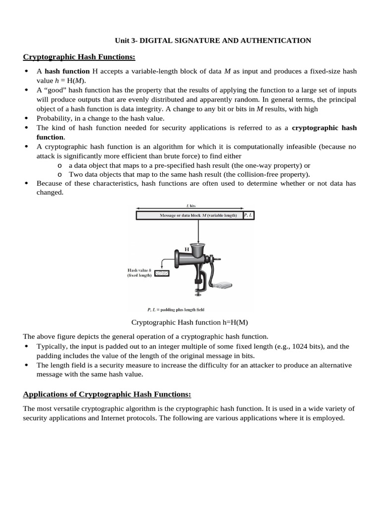 Unit-III Digital Signature and Authentication | PDF | Key (Cryptography) | Public Key Cryptography
