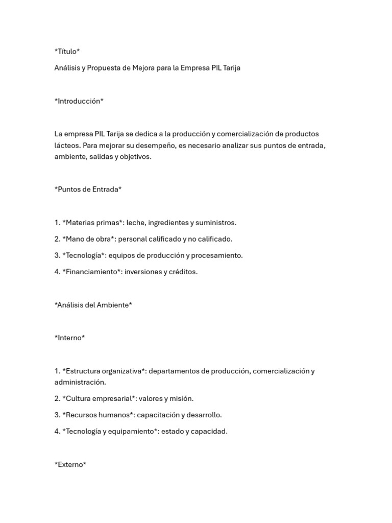 Mejora del Desempeño en PIL Tarija | PDF | Marketing | Business