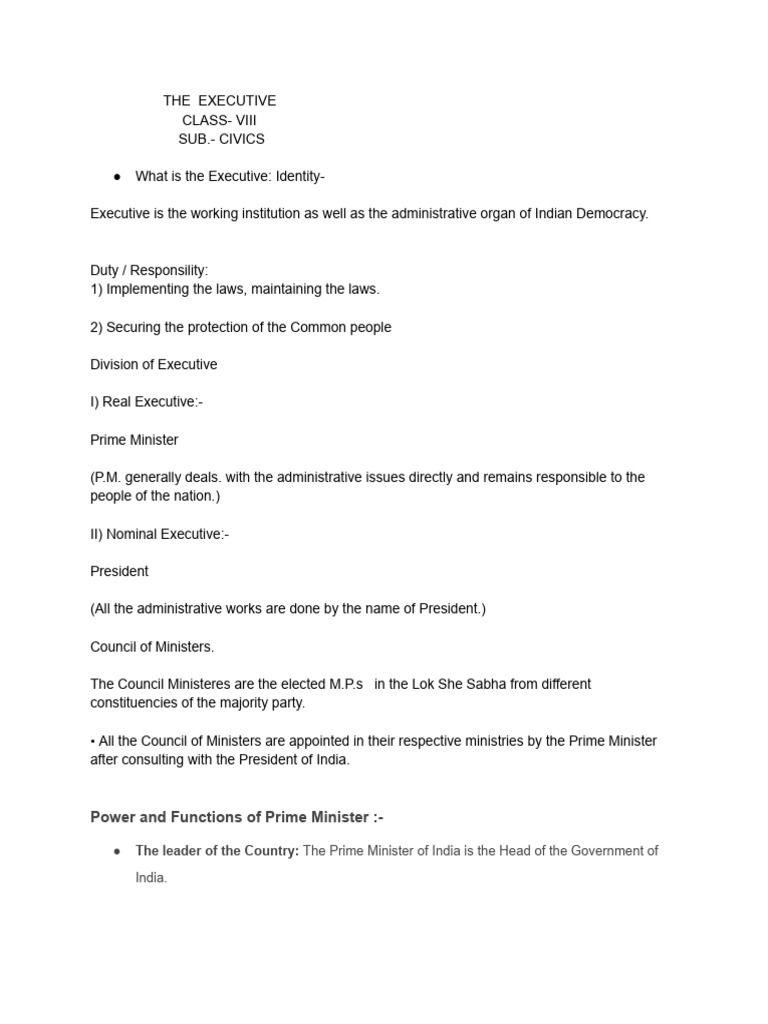 Class-8 Civ. Executive | PDF