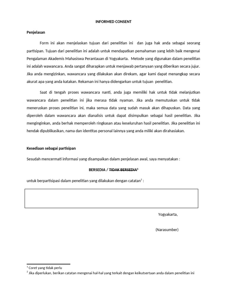 INFORMED CONSENT Wawancara Penelitian Kualitatif | PDF | Sains & Matematika