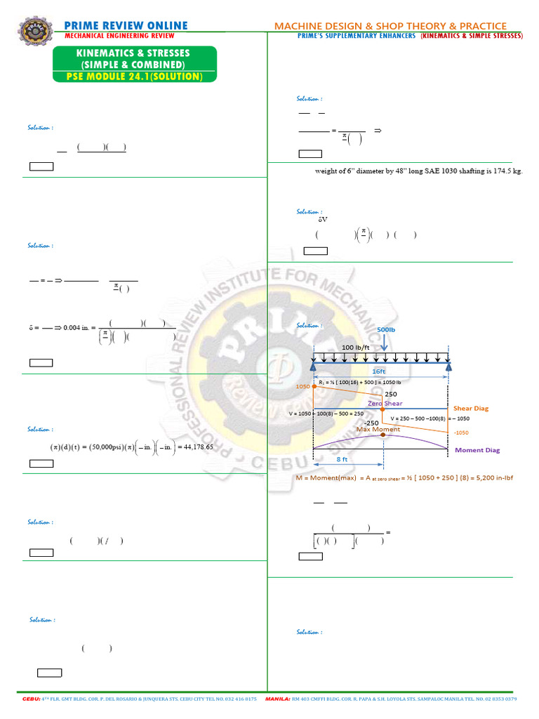 Kinematics - Stresses (PSE Module 24.1) Solution | PDF | Strength Of Materials | Ultimate ...