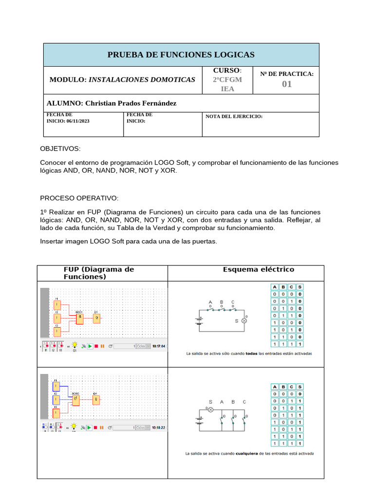 1 Prueba de Funciones Logicas | PDF
