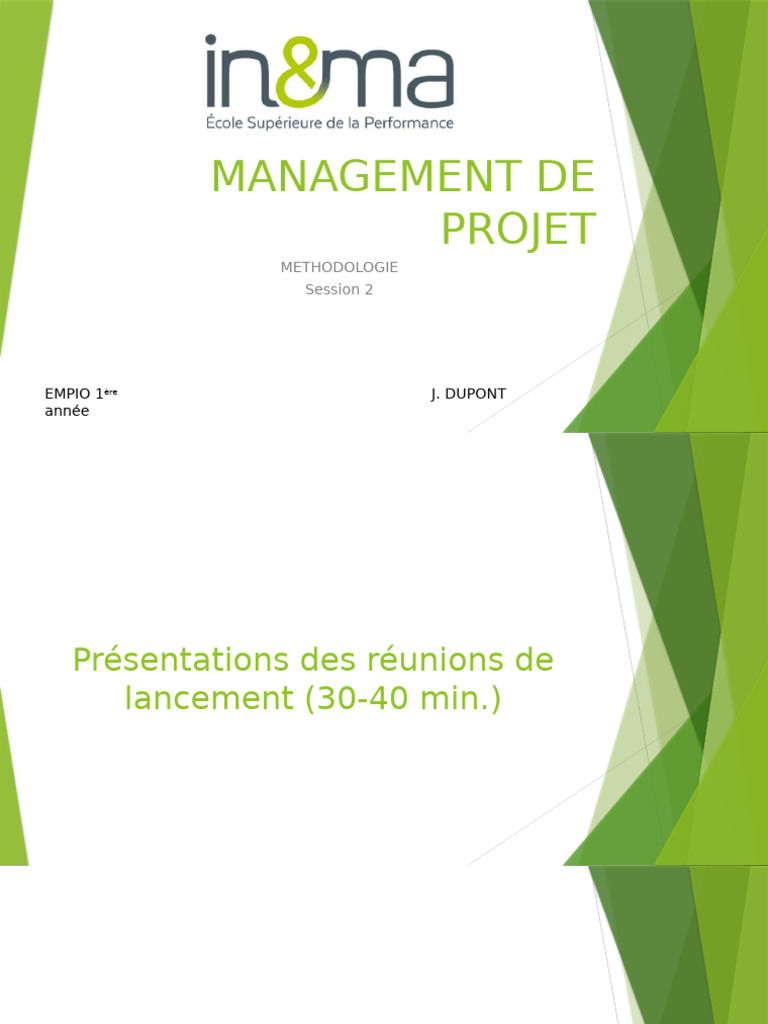 Management de Projet Méthodo Session 2 | PDF | Planification | Gestion ...