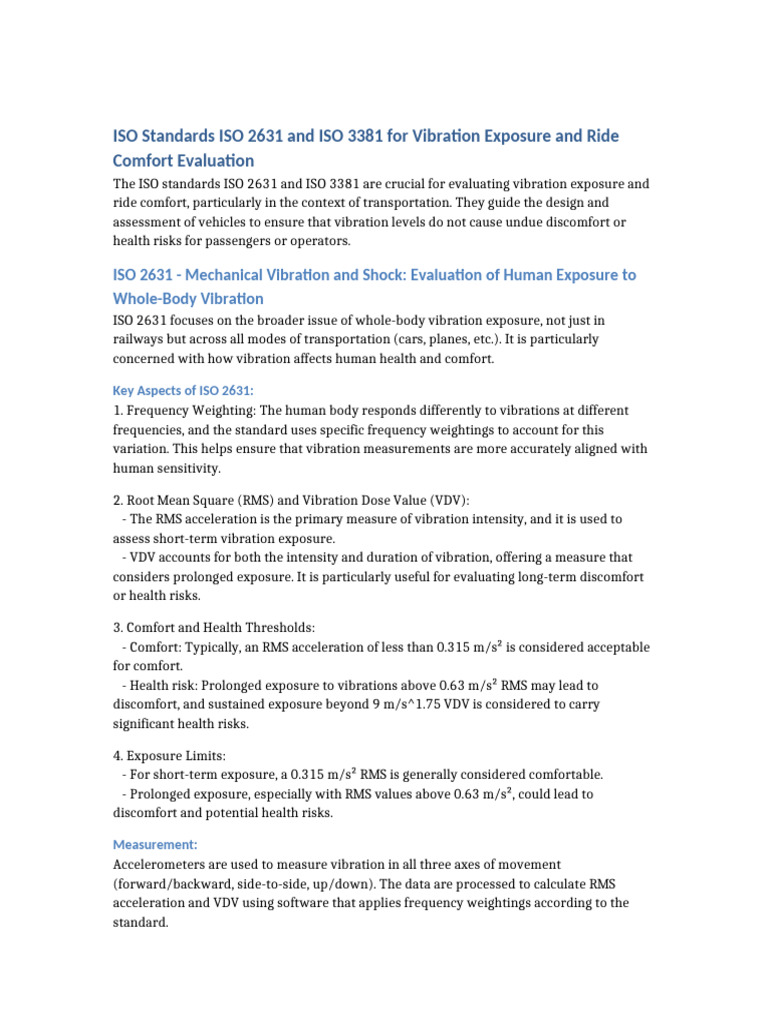 ISO 2631 and ISO 3381 Vibration Standards | PDF | Risk | Accelerometer