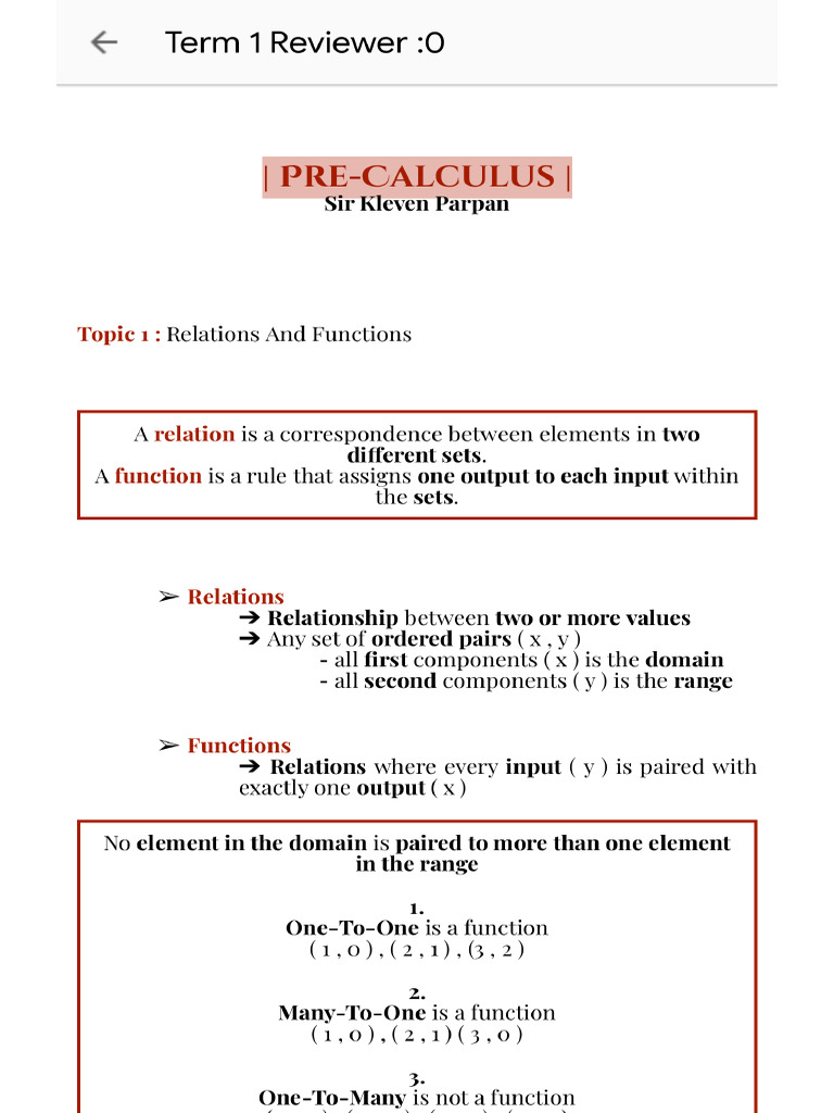 Pre Cal Reviewer | PDF