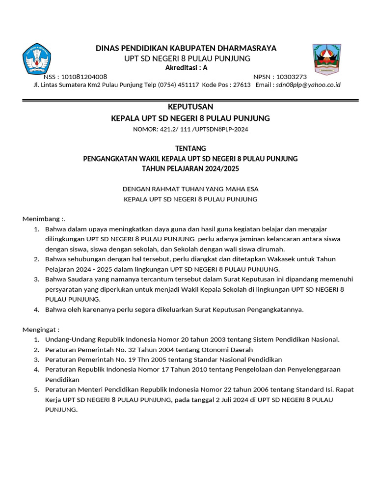 SK WAKIL Kepala Sekolah | PDF