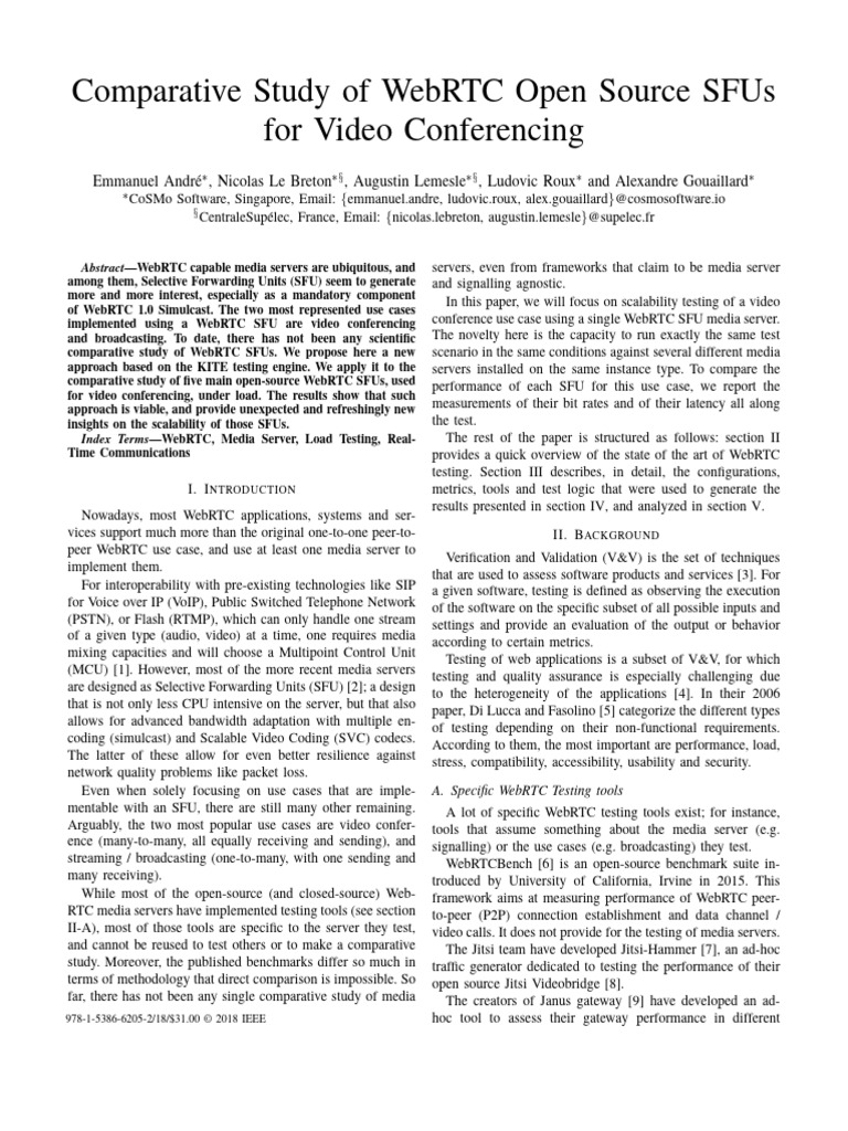 Dokumen - Pub - Comparative Study of Webrtc Open Source Sfus For Video Conferencing | PDF ...