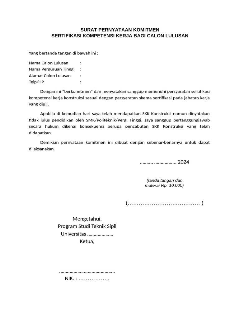 Surat Komitmen | PDF