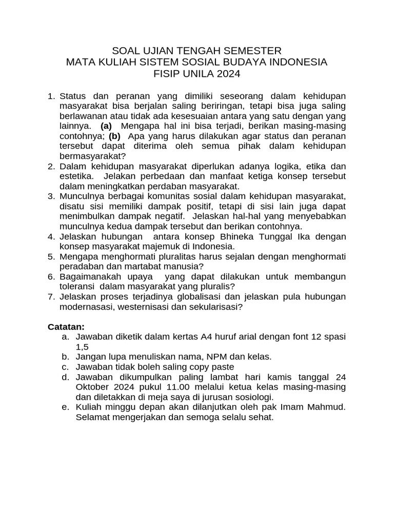 Soal Uts Ssbi 2024 | PDF