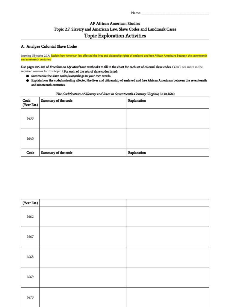 APAAS - Topic 2.7 Exploration | PDF | Slavery | Slavery In The United ...