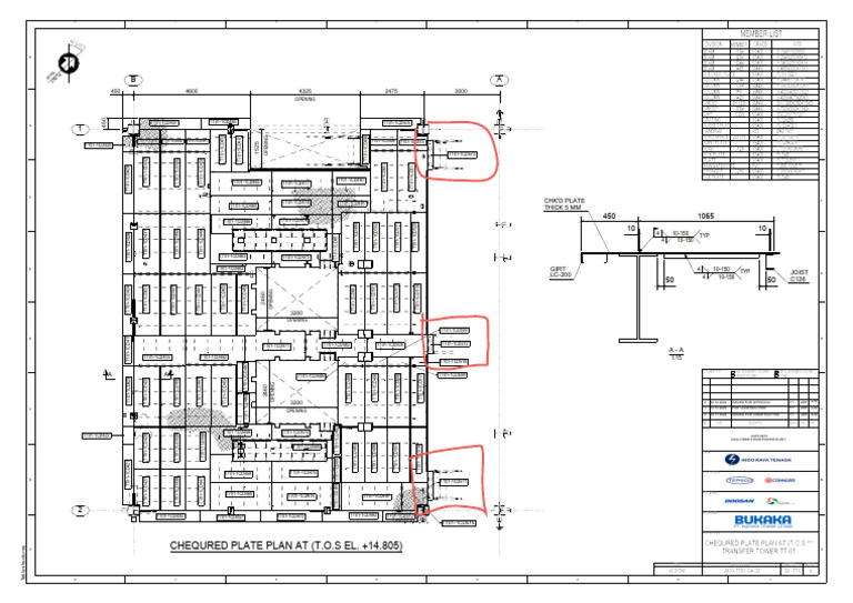 Chequred Plate Plan at (T.O.S El. +14.805) : Thick 5 MM CHK'D Plate | PDF