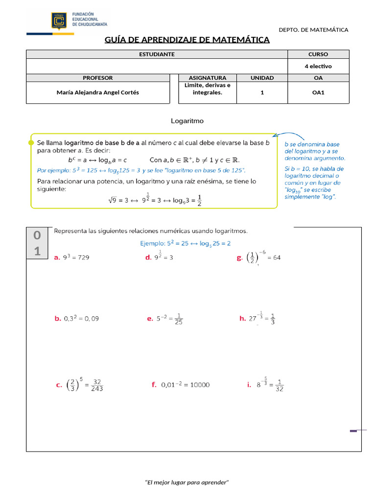Guía Logaritmo | PDF