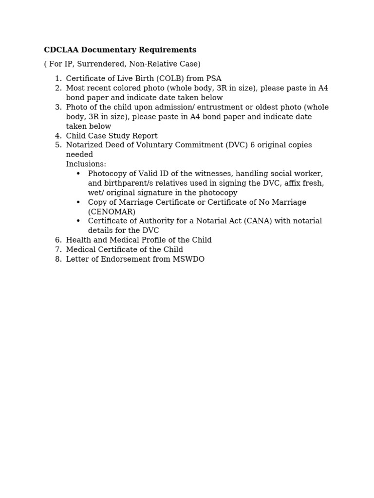 CDCLAA Documentary Requirements | PDF | Law