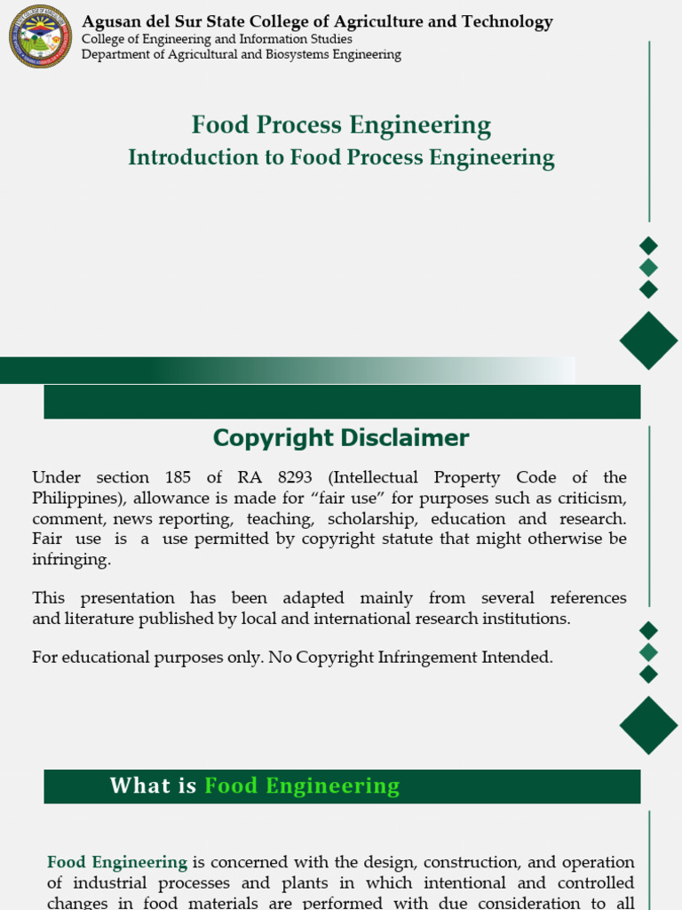 Lecture 1.1 Introduction To Food Process Engineering | PDF | Transport ...