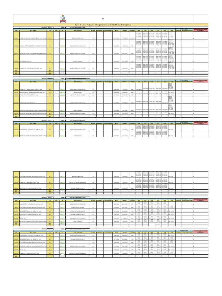 Planejamento Semestral Letras 2024 | PDF | Aprendizado