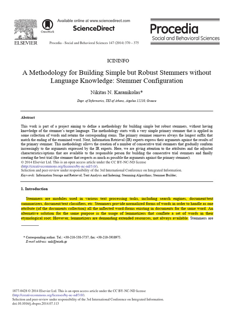Robust Stemmer Development Methodology | PDF | Greek Alphabet | Human ...
