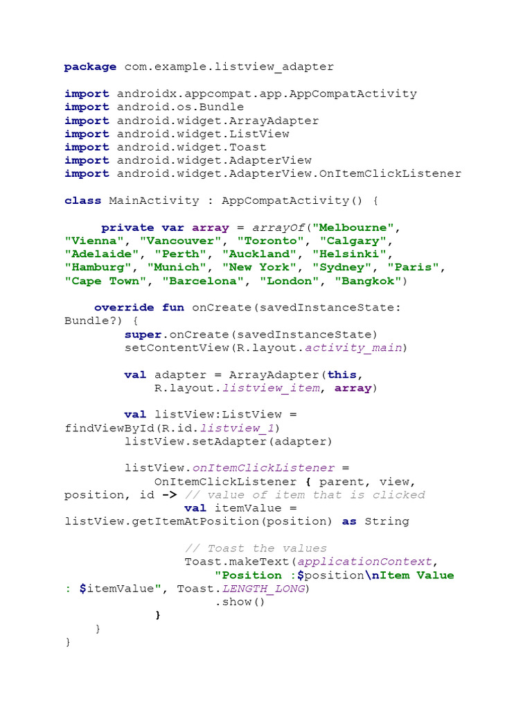Addlistner Listview Adapter | PDF