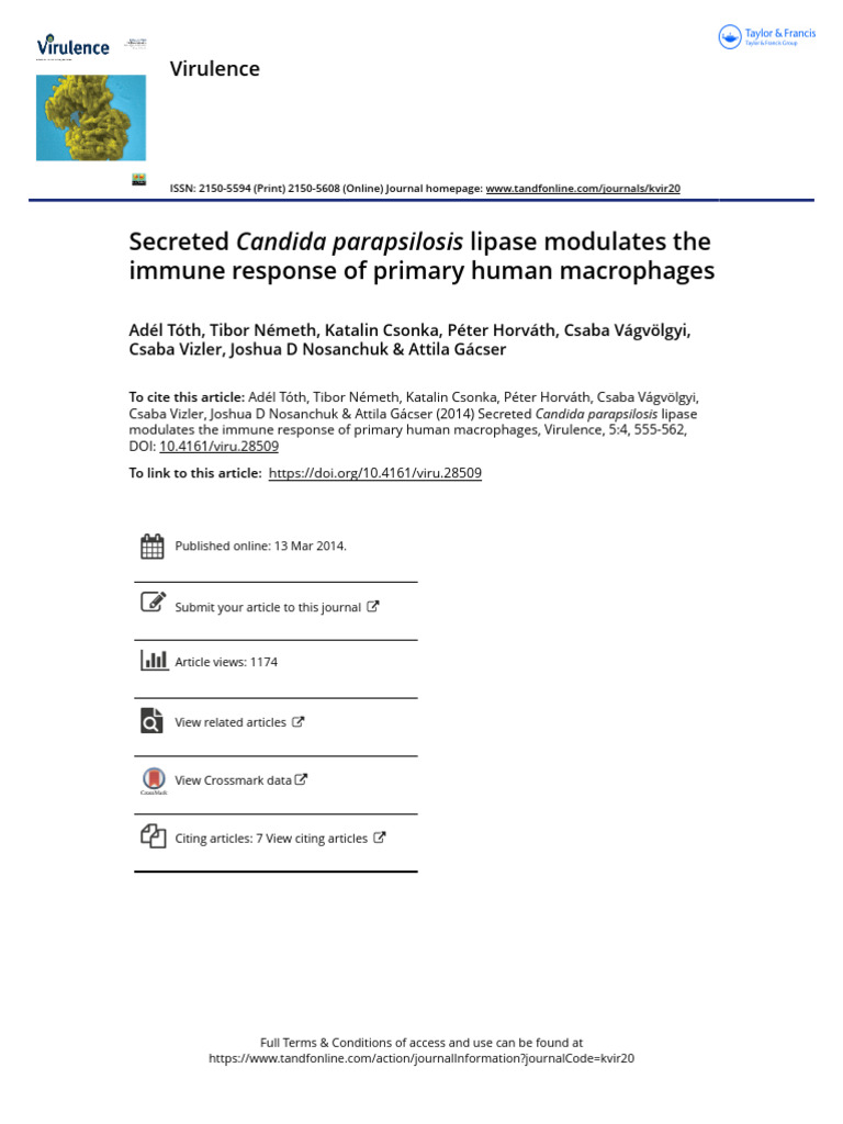Secreted Candida Parapsilosis Lipase Modulates The Immune Response of ...