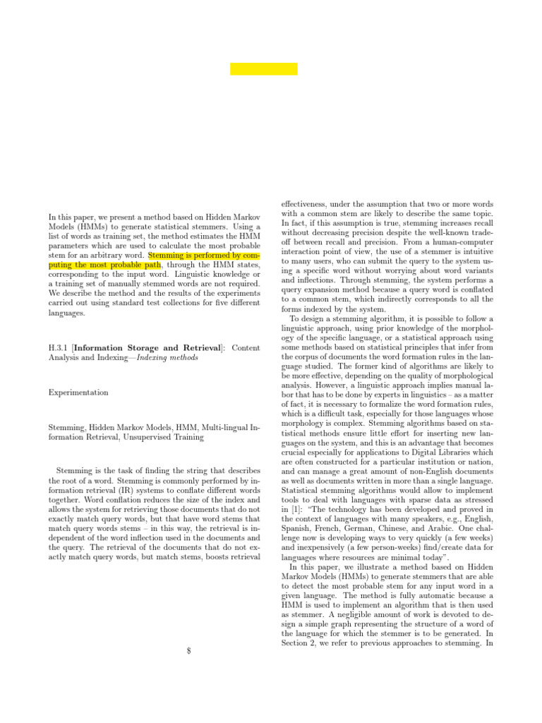 A Novel Method For Stemmer Generation Based On Hidden Markov Models ...