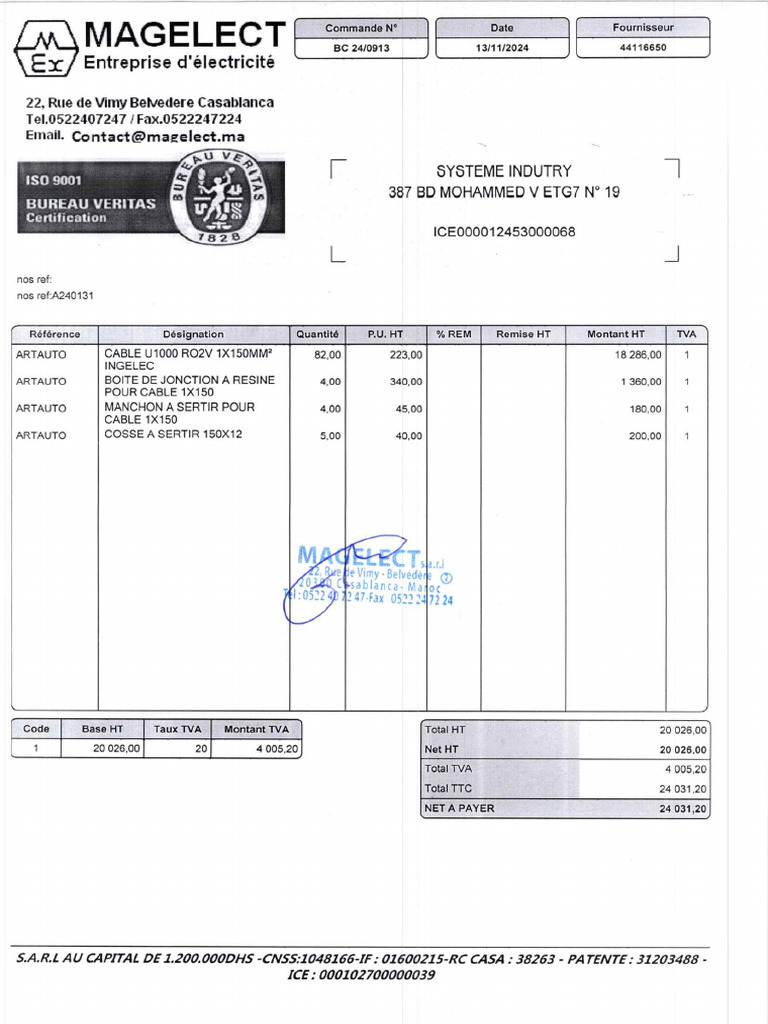 Bon de Commande 24-0913 | PDF