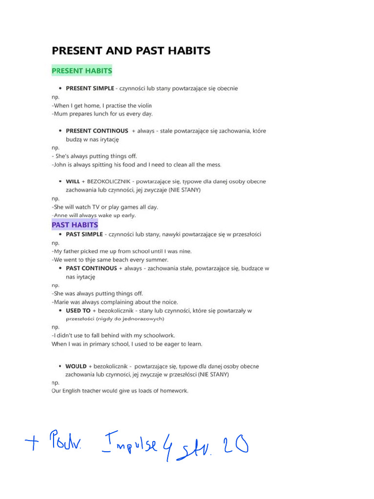 Present I Past Habits | PDF