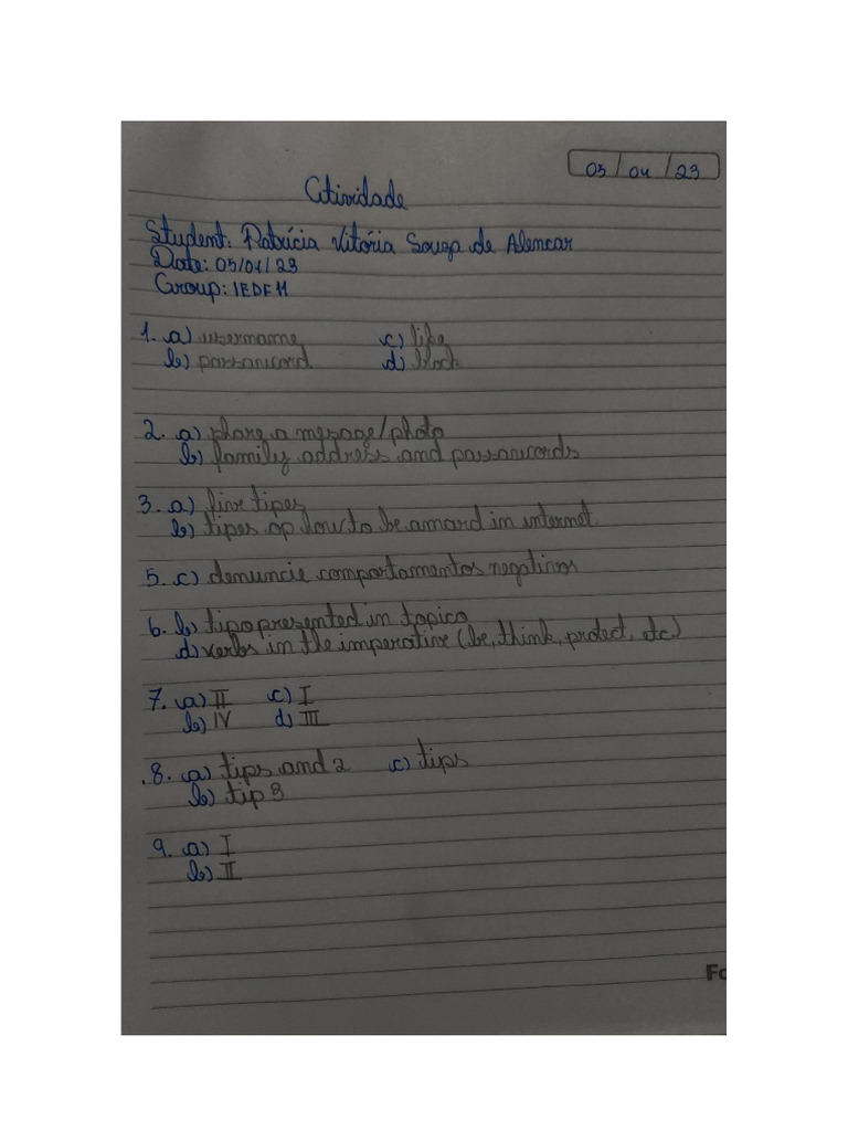 Atividade (05.04.23) - Patrícia Alencar | PDF