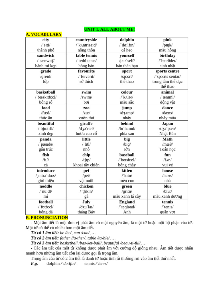 Unit 1 All About Me | PDF | Linguistics