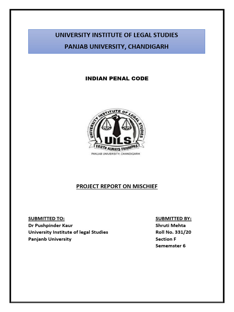 Shruti Mehta Roll No. 331 Section F Sems 6 | PDF | Mens Rea | Crimes