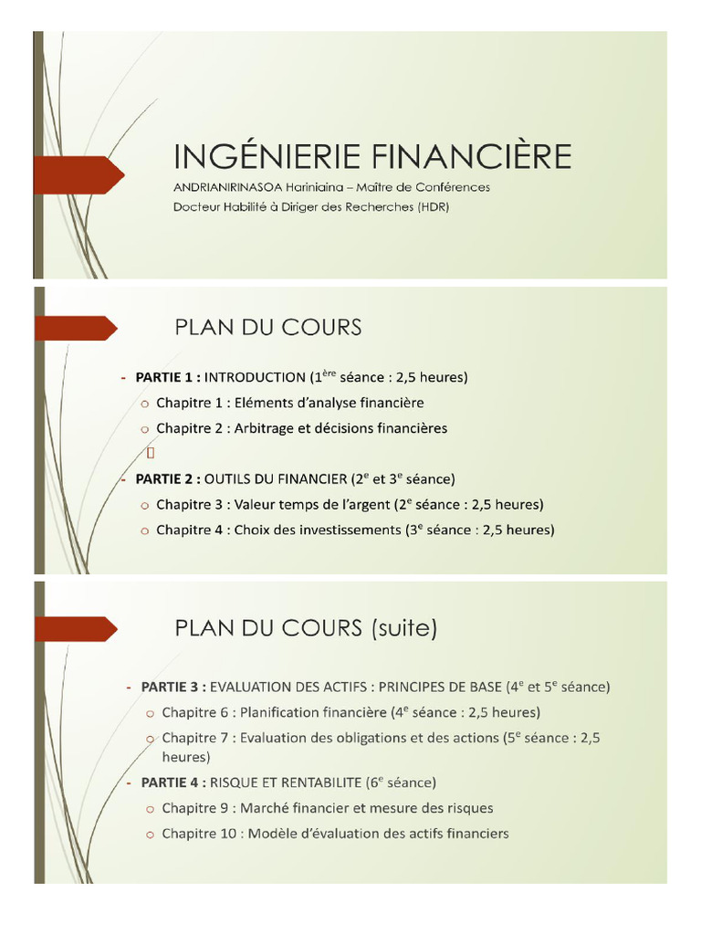 Ingenierie Financiere Seance 01 Via Plateforme | PDF