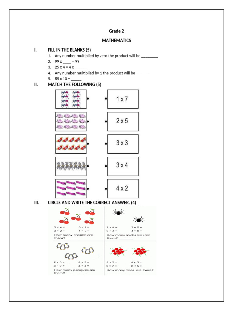 Grade 2 Math Practice Worksheet | PDF